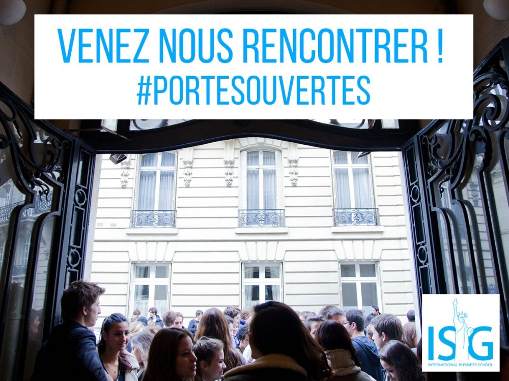 Portes Ouvertes ISG, samedi 19 mars de 10h30 à 17h, sur le campus Paris XVI